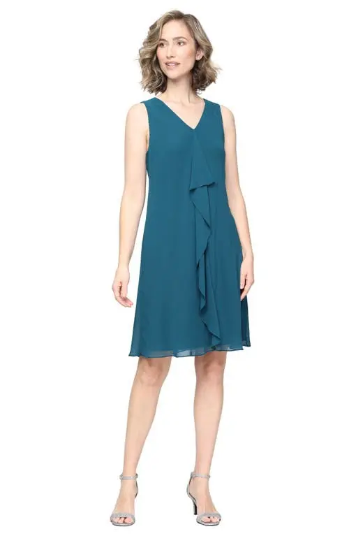 SL FASHIONS Sleeveless Chiffon Dress With Beaded Jacket