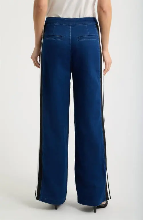 CITY BLUES Athletic Stripe High Waist Wide Leg Jeans