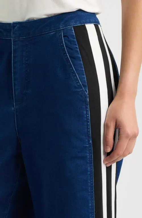 CITY BLUES Athletic Stripe High Waist Wide Leg Jeans