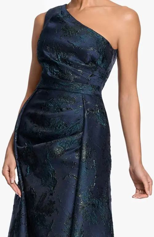 XSCAPE EVENINGS One-shoulder Jacquard Gown