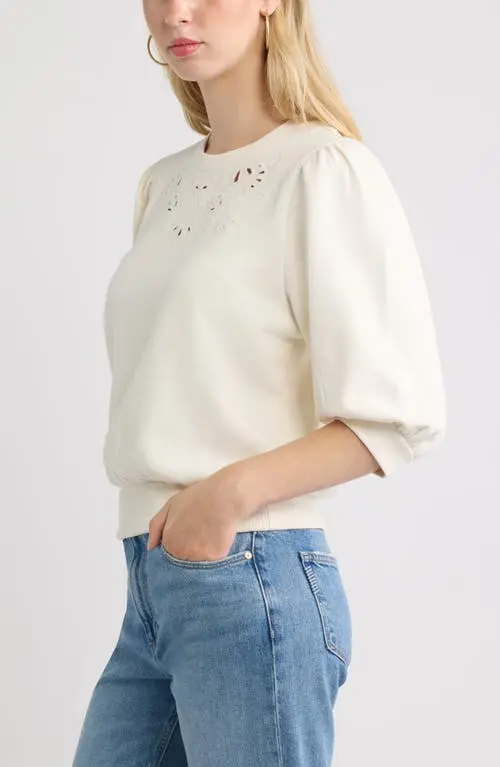Treasure & Bond Cutwork Eyelet Sweatshirt - Ivory Egret