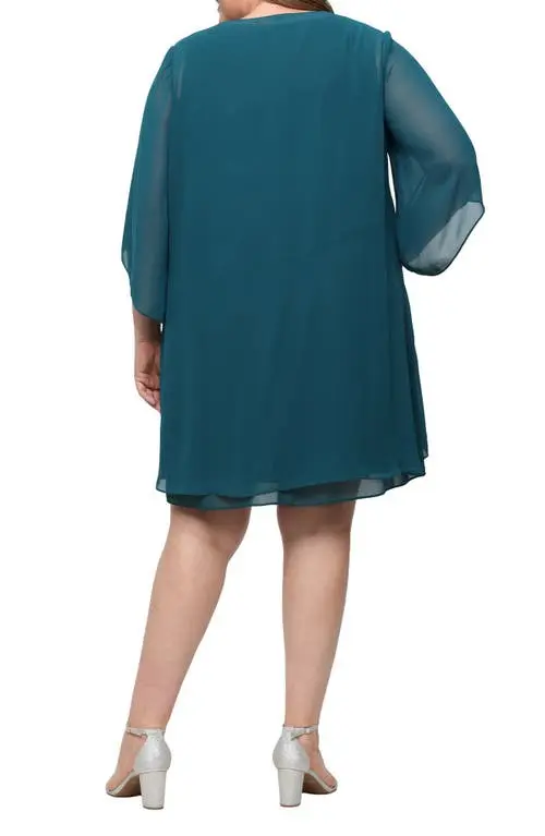 SL FASHIONS Chiffon Sleeveless Dress With Beaded Jacket