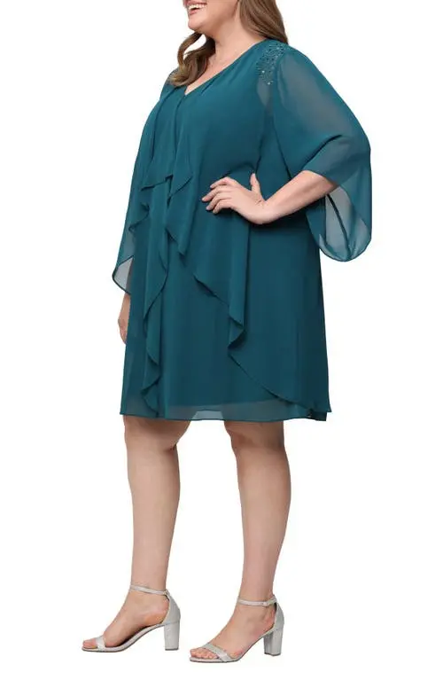 SL FASHIONS Chiffon Sleeveless Dress With Beaded Jacket