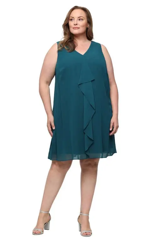 SL FASHIONS Chiffon Sleeveless Dress With Beaded Jacket