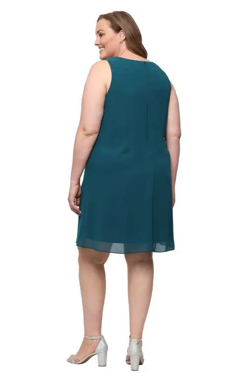 SL FASHIONS Chiffon Sleeveless Dress With Beaded Jacket