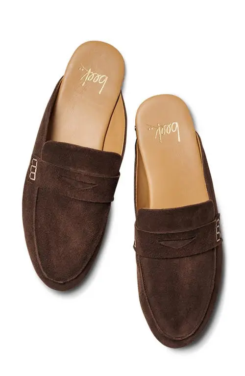 Beek Mallard Leather Flat Mule - Coffee