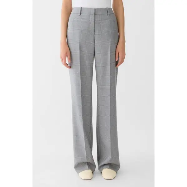 Lafayette 148 New York Glen Plaid Wool Trousers