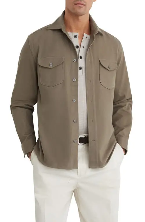 REISS Astra Cotton Shirt Jacket - Soft Sage