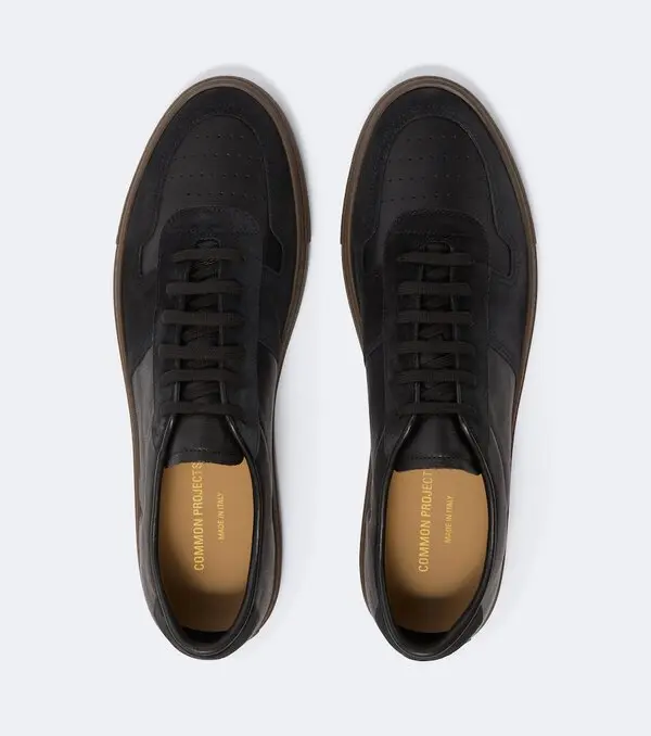 COMMON PROJECTS Bball Duo Suede-trimmed Leather Sneakers - Black