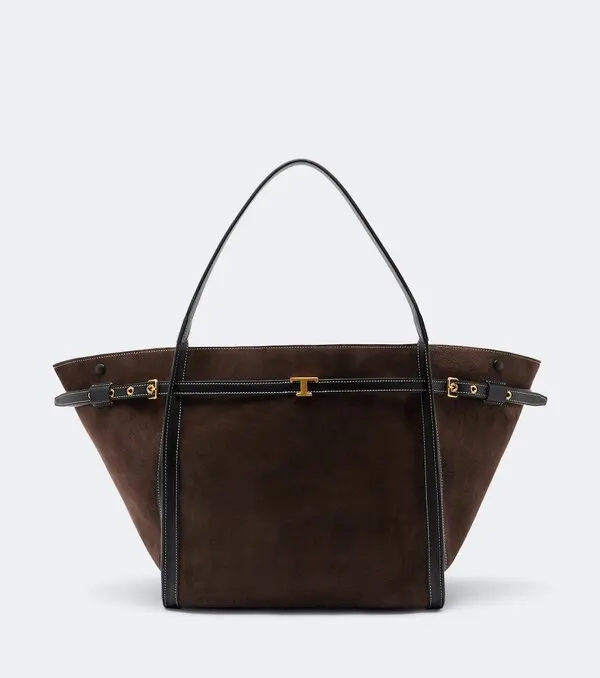 TOD'S T Timeless Medium Suede Tote Bag