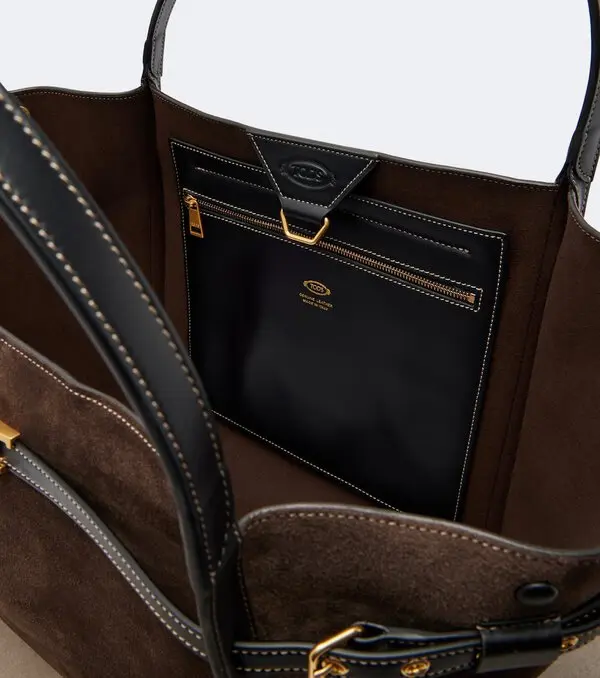 TOD'S T Timeless Medium Suede Tote Bag