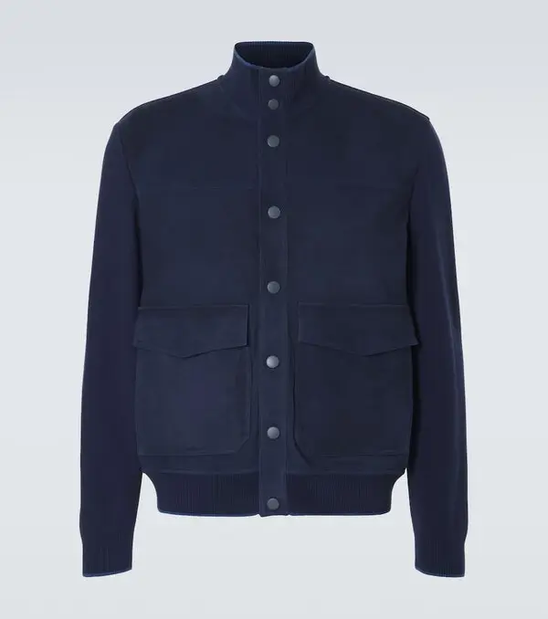 Canali Suede Bomber Jacket