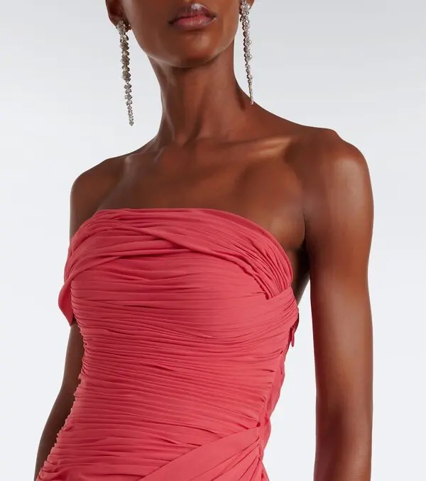 Oscar De La Renta Ruched Silk Georgette Gown