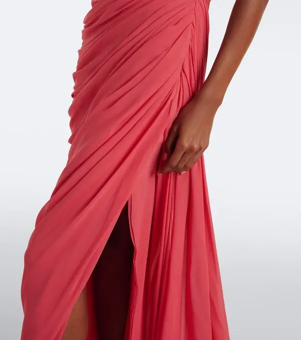 Oscar De La Renta Ruched Silk Georgette Gown