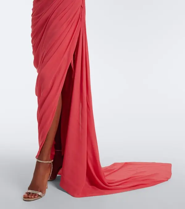 Oscar De La Renta Ruched Silk Georgette Gown