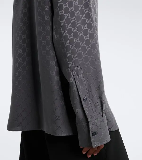 Gucci Gg Printed Silk Twill Shirt