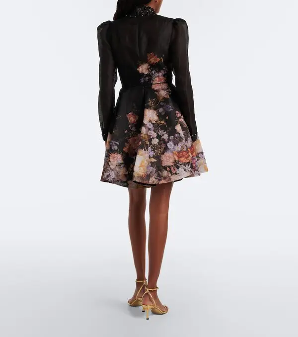 Zimmermann Valiant Floral Linen And Silk Minidress