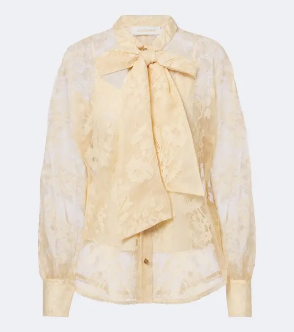 Zimmermann Valiant Tie-neck Lace Blouse