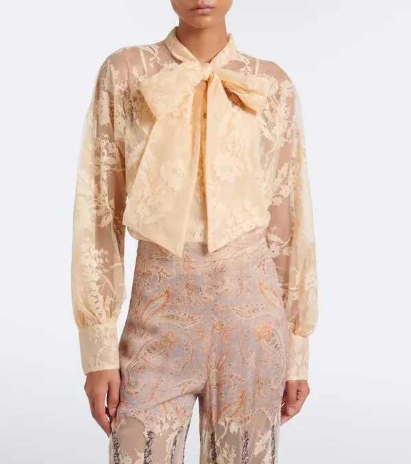 Zimmermann Valiant Tie-neck Lace Blouse