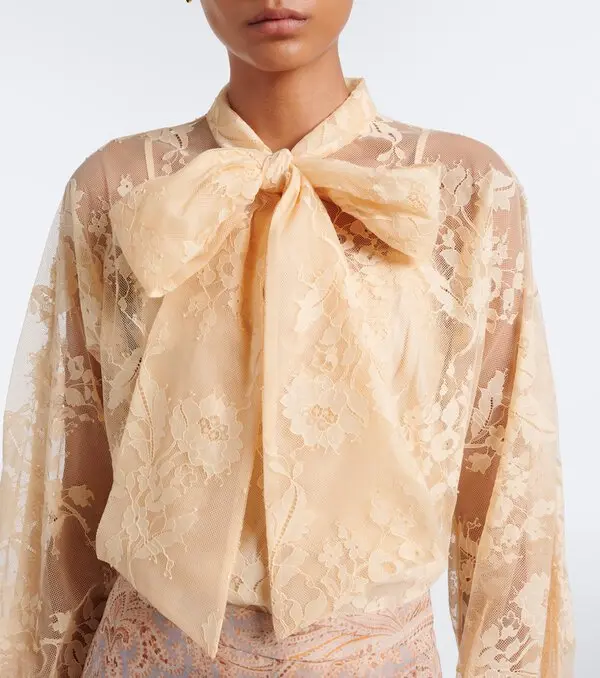 Zimmermann Valiant Tie-neck Lace Blouse