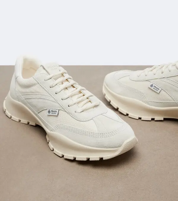 Prada Suede-trimmed Sneakers