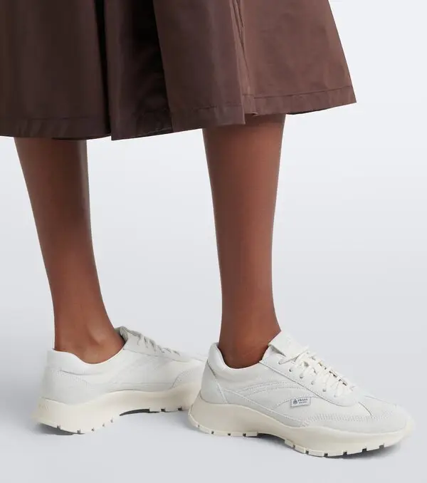 Prada Suede And Fabric Lace-up Sneakers