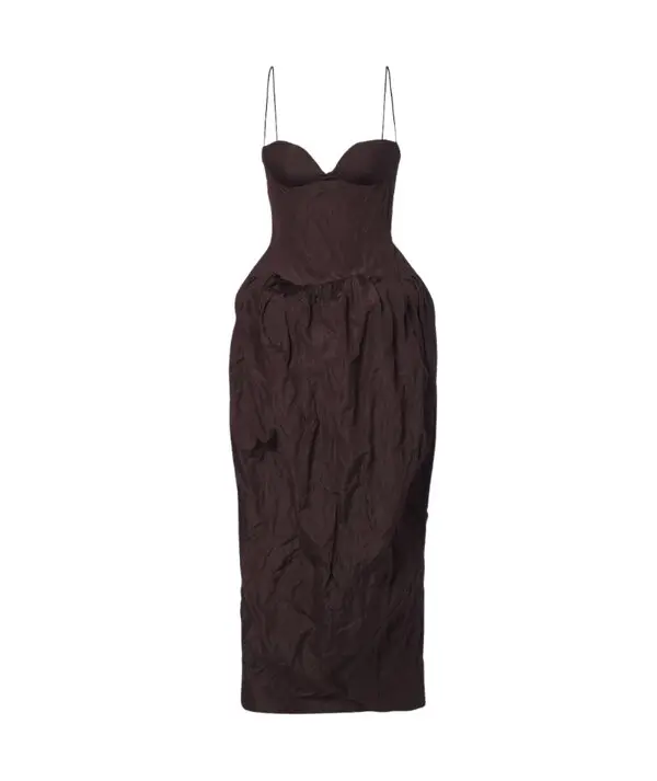 Magda Butrym Gathered Bustier Maxi Dress - Brown