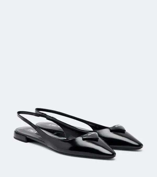 Prada Leather Slingback Ballet Flats