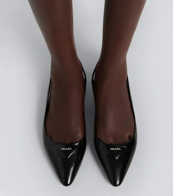 Prada Leather Slingback Ballet Flats
