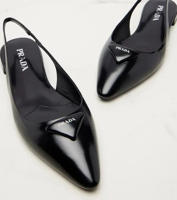 Prada Leather Slingback Ballet Flats