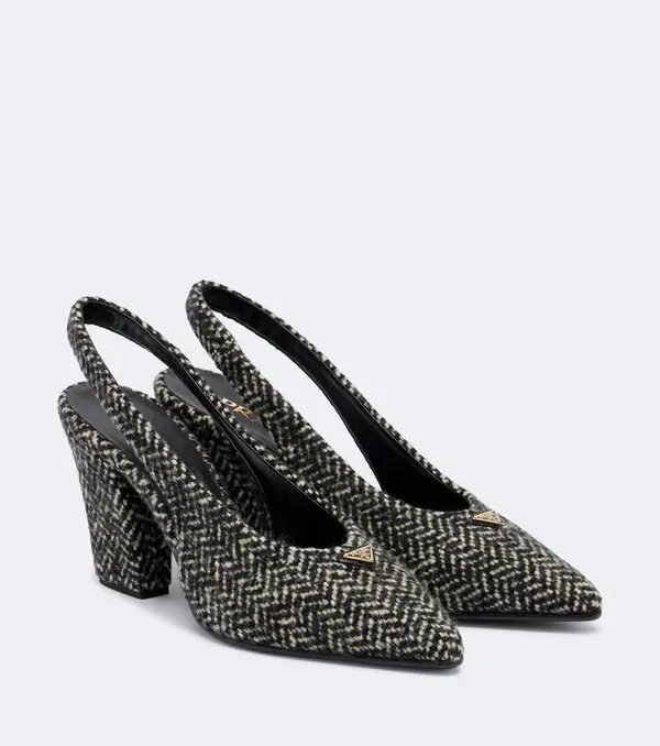 Prada Herringbone Slingback Pumps