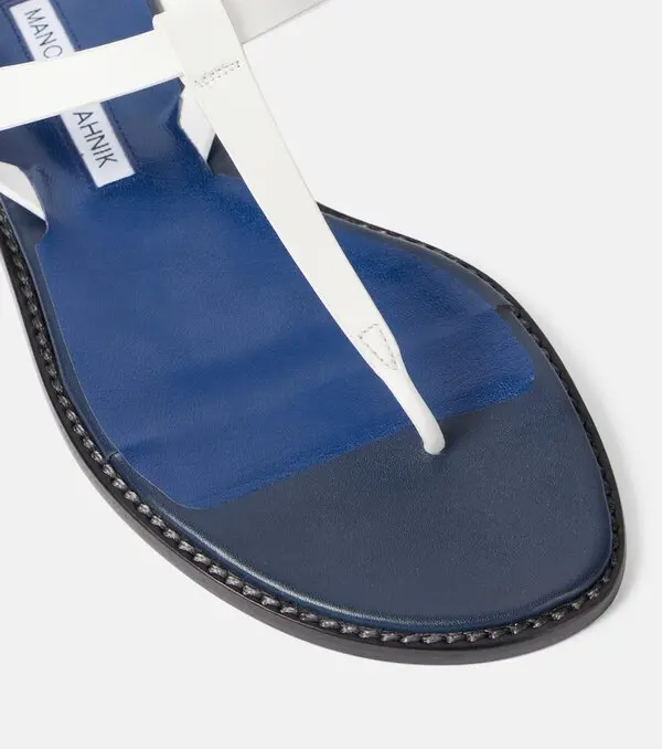 Manolo Blahnik Hata Leather Thong Sandals
