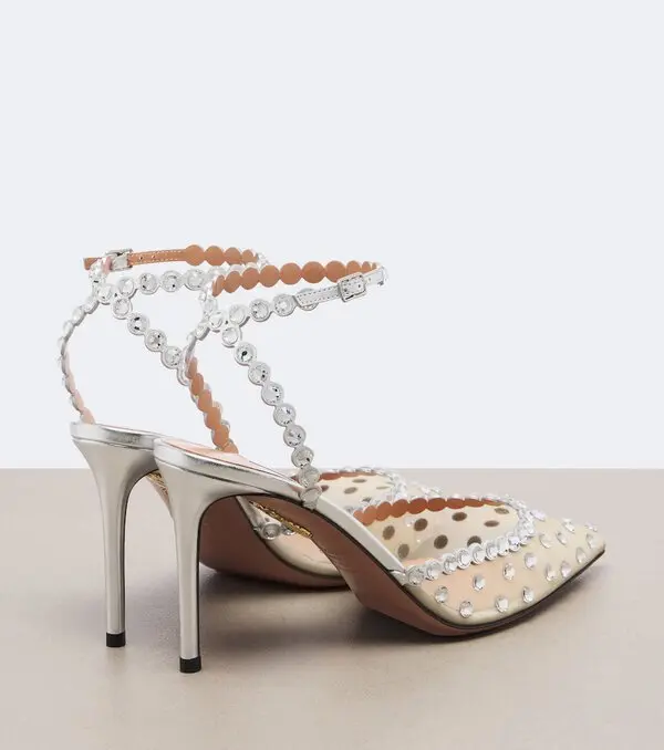 AQUAZZURA Tequila Embellished Mesh Pumps