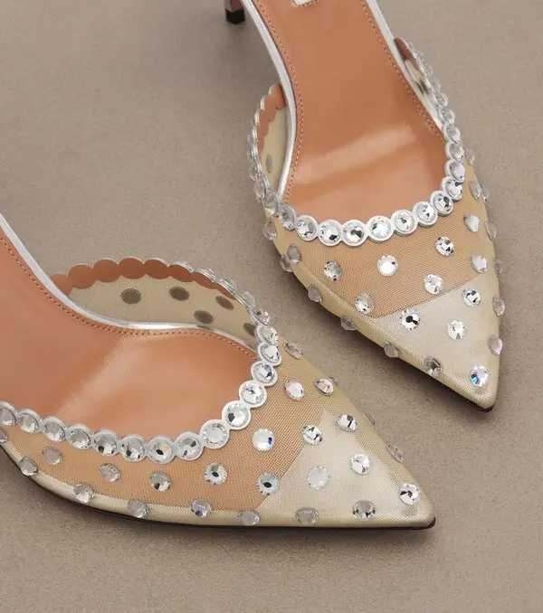 AQUAZZURA Tequila Embellished Mesh Pumps
