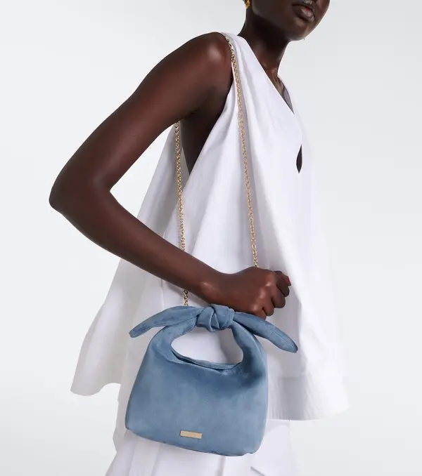 AQUAZZURA Bow Tie Mini Suede Top-handle Bag