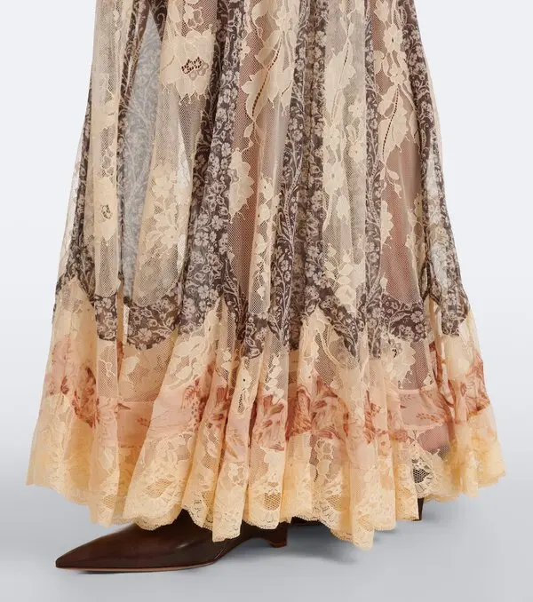 Zimmermann Valiant Paneled Silk And Lace Wide-leg Pants