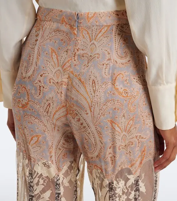 Zimmermann Valiant Paneled Silk And Lace Wide-leg Pants
