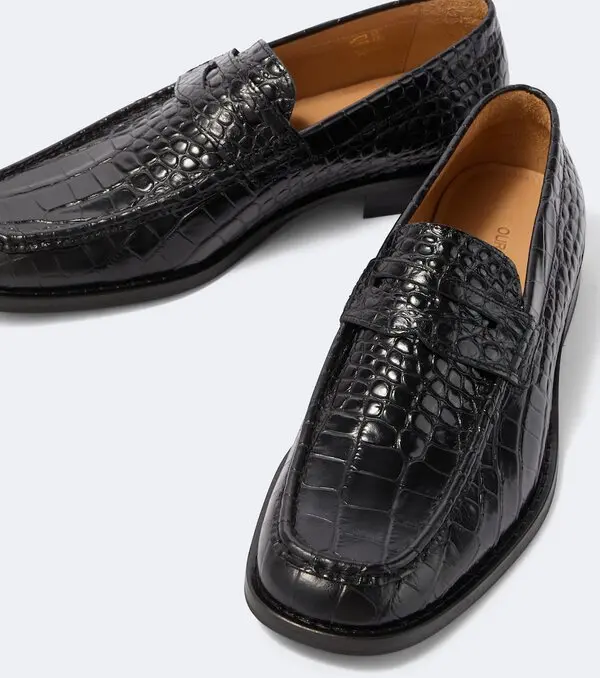 Our Legacy Light Croc-effect Leather Loafers