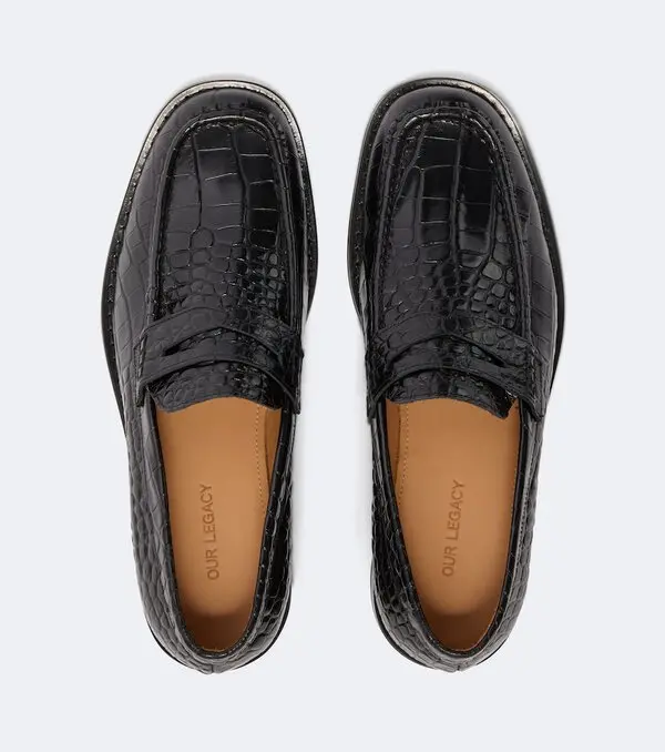Our Legacy Light Croc-effect Leather Loafers