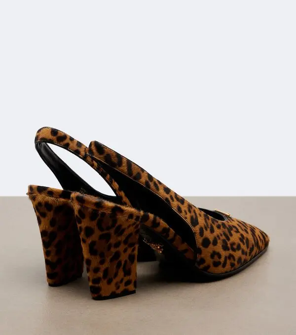 Prada Leopard-print Calf Hair Slingback Pumps