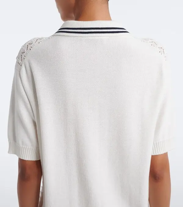 Miu Miu Open-knit Cotton Polo Shirt