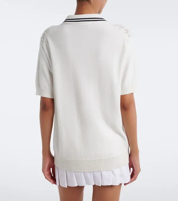 Miu Miu Open-knit Cotton Polo Shirt