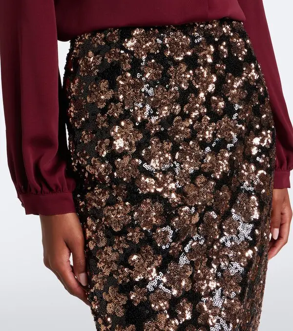 Max Mara Floral Sequined Midi Skirt