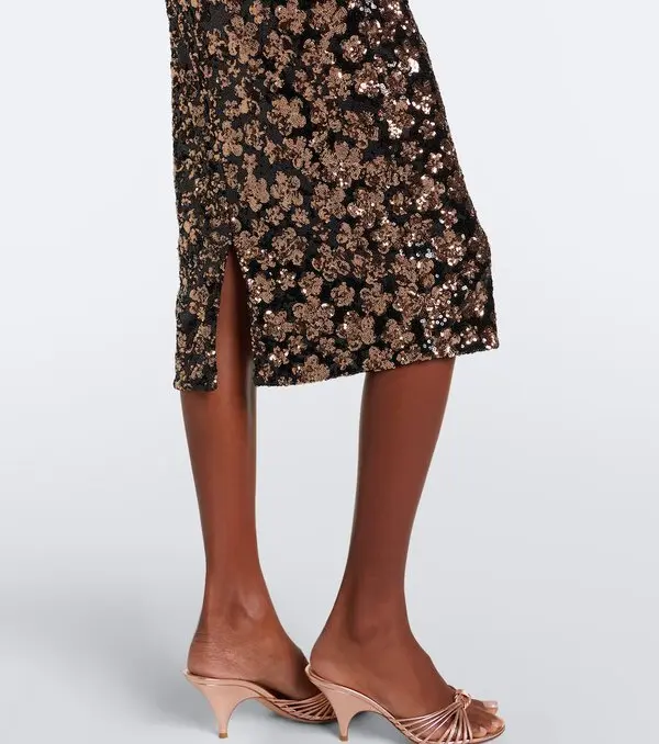 Max Mara Floral Sequined Midi Skirt