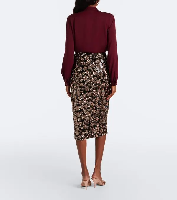 Max Mara Floral Sequined Midi Skirt