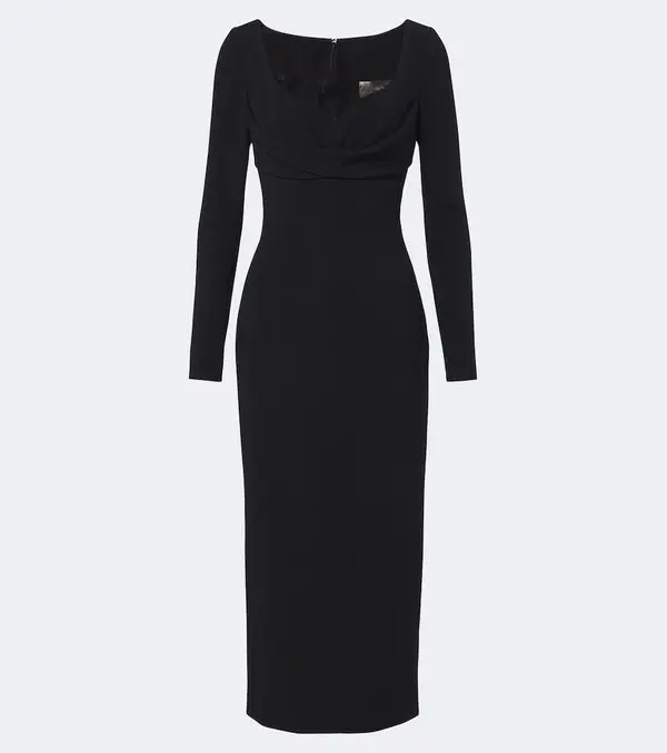 Elie Saab Draped Lace-trimmed Cady Midi Dress