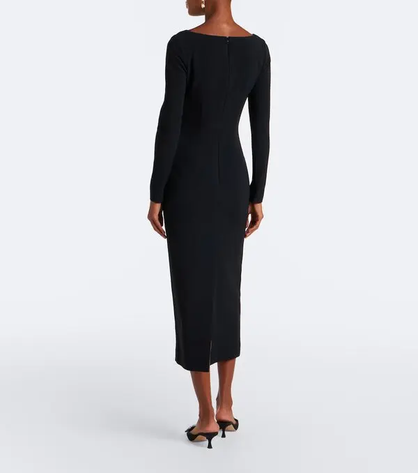 Elie Saab Draped Lace-trimmed Cady Midi Dress
