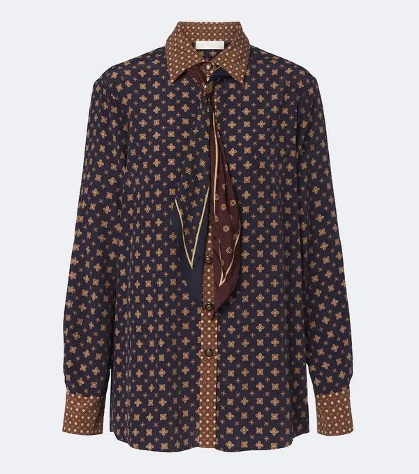 Zimmermann Printed Tie-neck Blouse