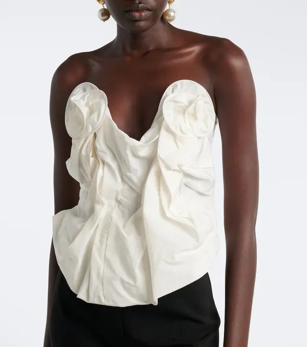 Magda Butrym Draped Cotton And Silk Bustier Top