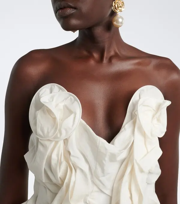 Magda Butrym Draped Cotton And Silk Bustier Top